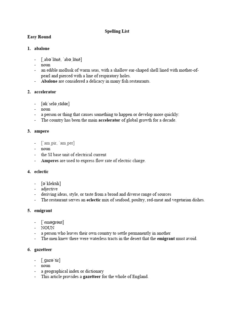 Classroom-Based Spelling List | PDF | Adjective