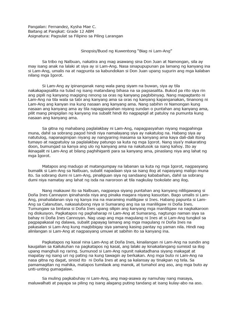 Sinopsis (Filipino) | PDF