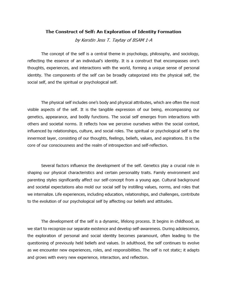 The Construct of Self | Download Free PDF | Self Concept | Identity (Social Science)