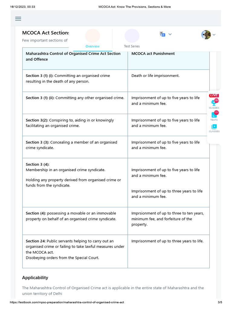 MCOCA Act - Know The Provisions, Sections & More | PDF | Crime ...