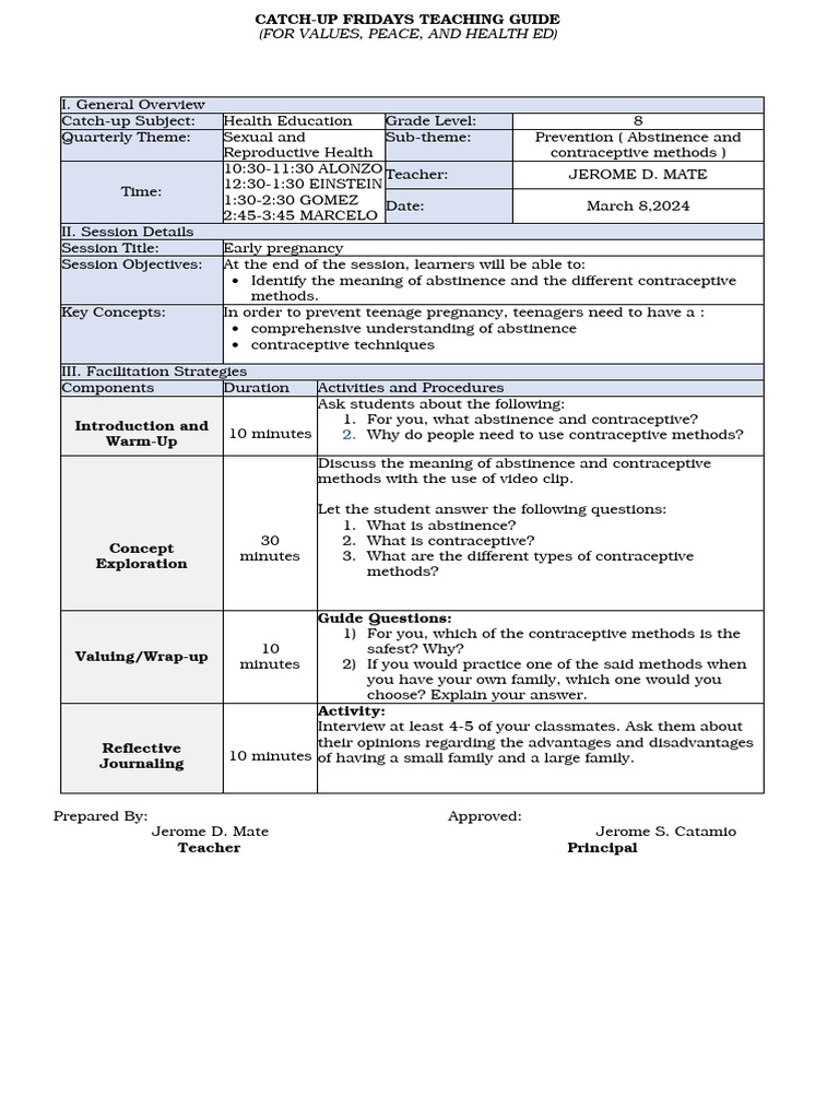 MAR.8,2024 Teaching Guide Catchup Template Health Grade8. | PDF | Birth ... MAR.8,2024 Teaching Guide Catchup Template Health Grade8. | PDF | Birth ...