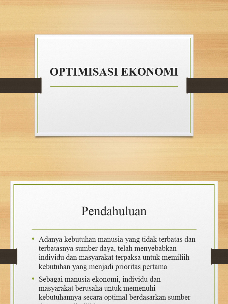 Optimisasi Ekonomi | PDF