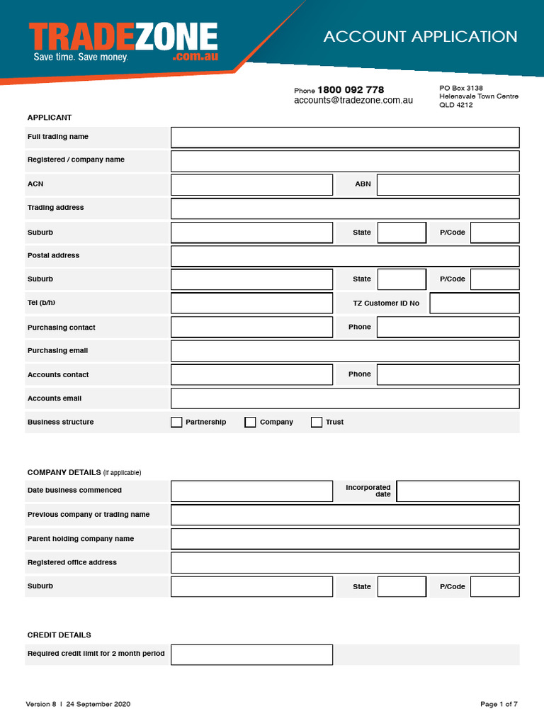 Trade Zone Account Application | PDF | Guarantee | Indemnity