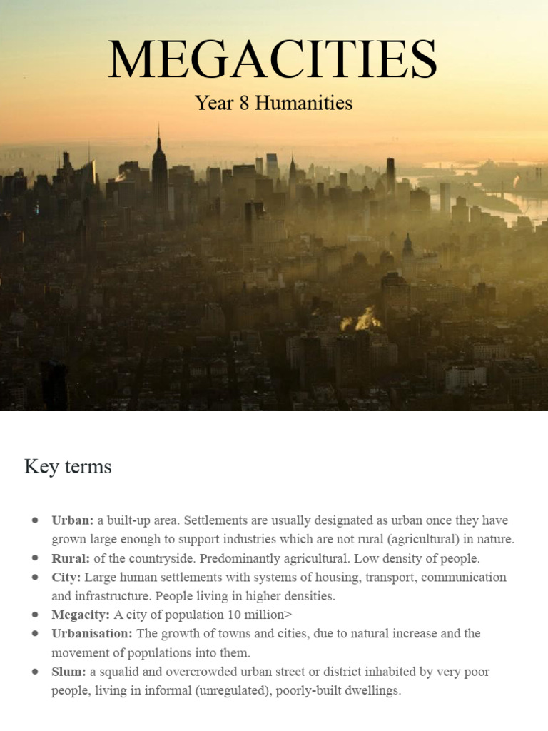 Megacities Introductioncghgcgg | PDF | Urban Area | Urbanization