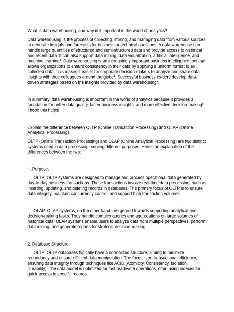 Data Warehousing Interview Q&A | PDF | Data Warehouse | Database Index