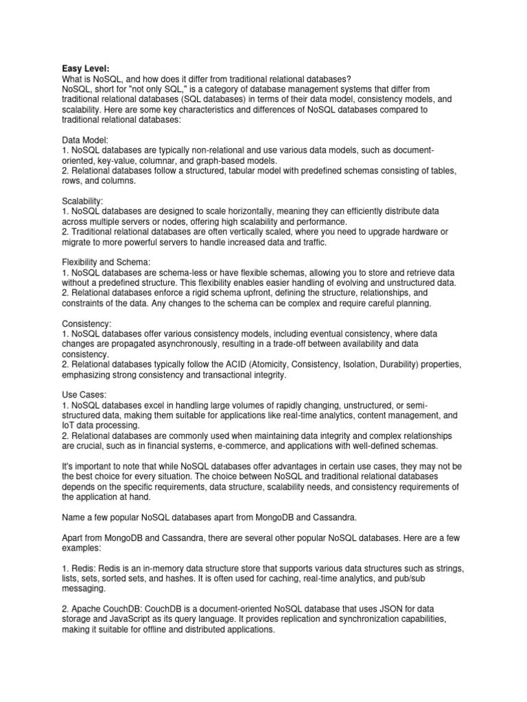 NOSQL Interview Q&A | PDF | No Sql | Replication (Computing)