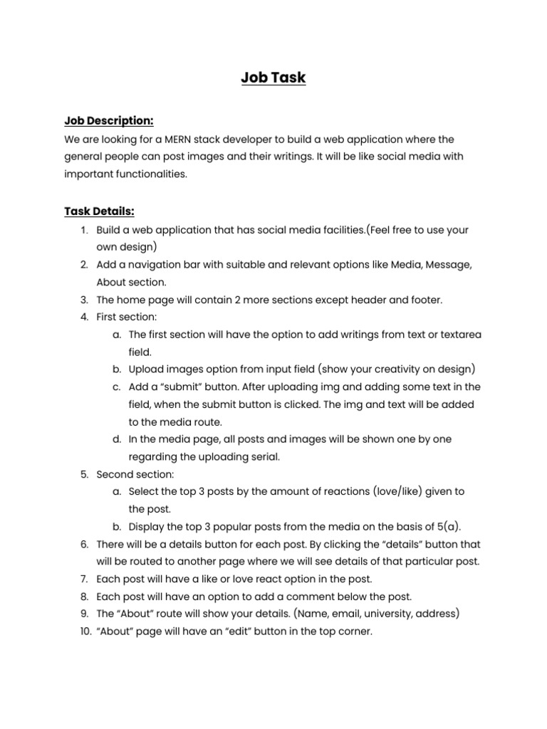 MERN Developer Social Media Task | PDF | Button (Computing) | World ...