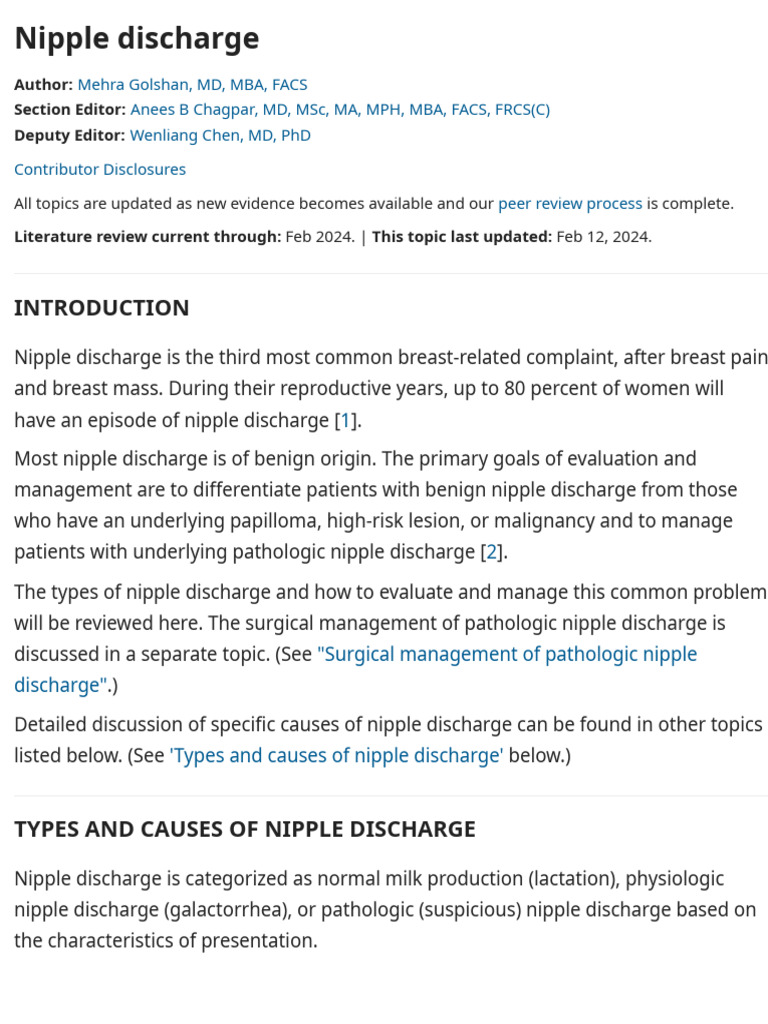 Nipp Discharge | PDF | Nipple | Breast Cancer