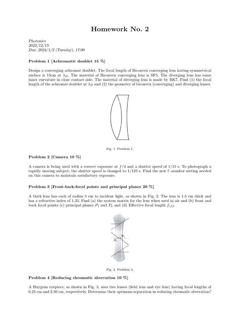 Homework No. 2: Fig. 1. Problem 1 | PDF | Wavelength | Dispersion (Optics)