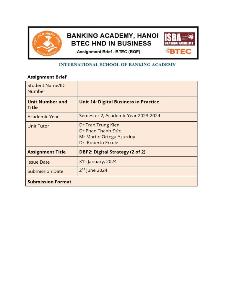 DBP Assignment Brief A2_Final | PDF | Strategic Planning | Application ...