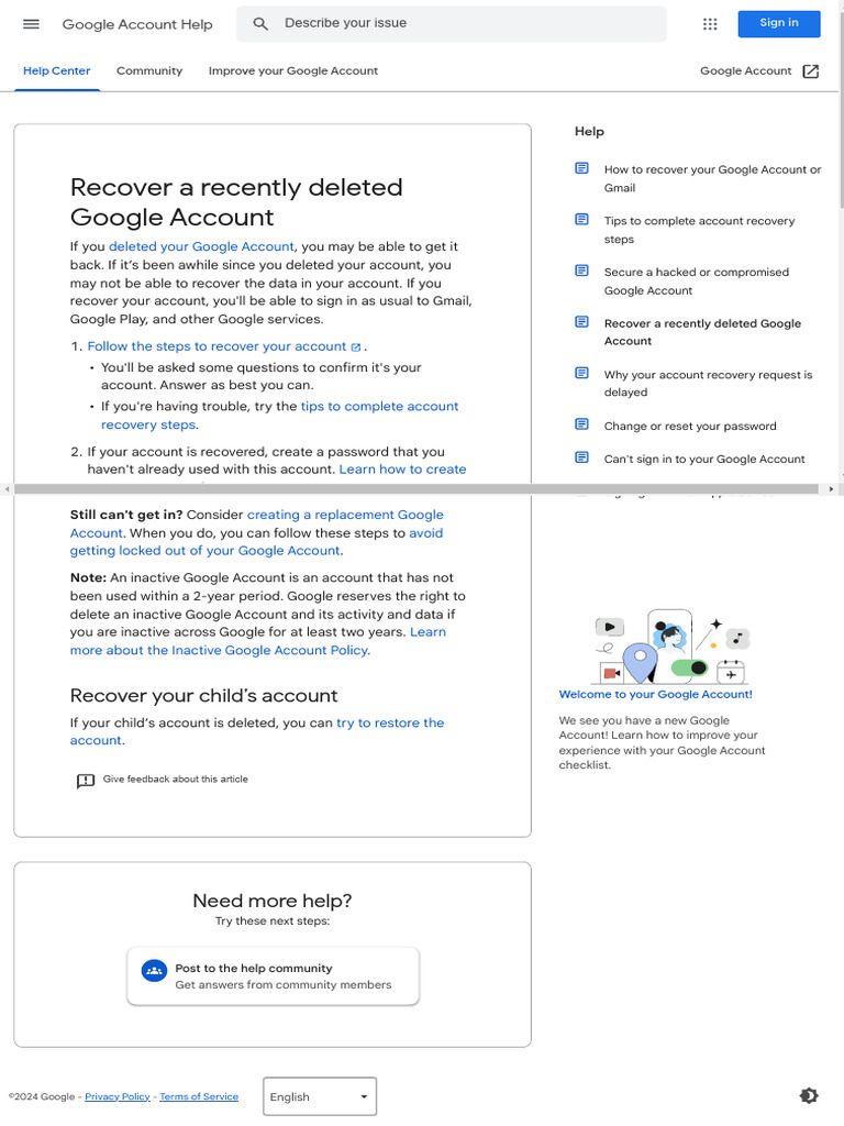 Recover A Recently Deleted Google Account - Google Account Help | PDF ...