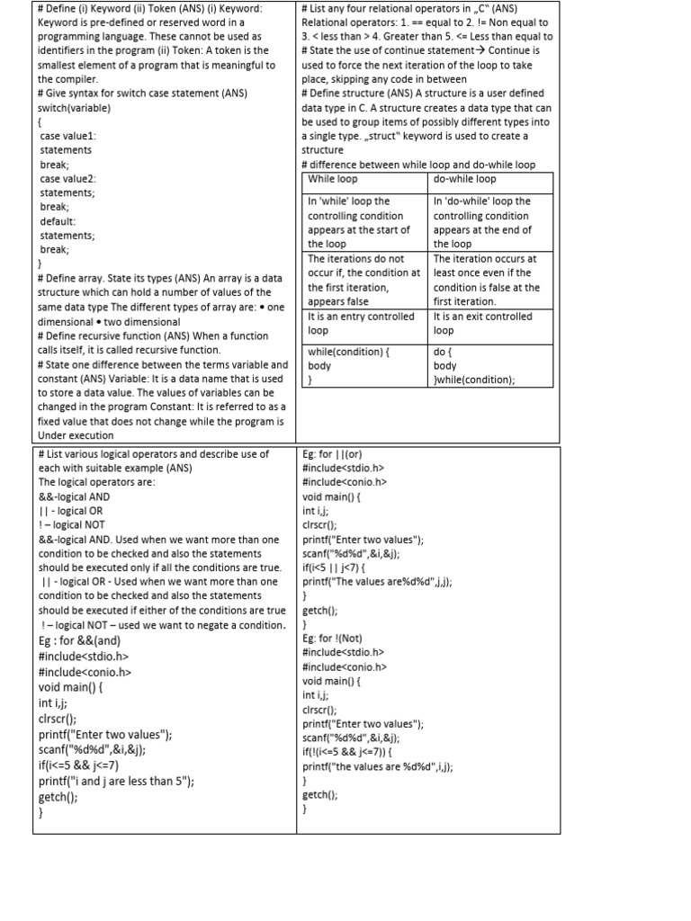 C + | PDF | Pointer (Computer Programming) | Control Flow