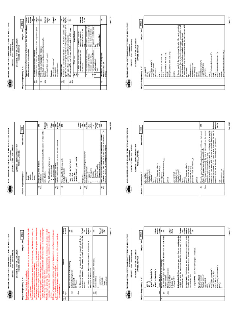 C+ Model Question Paper 2019 Mini | PDF