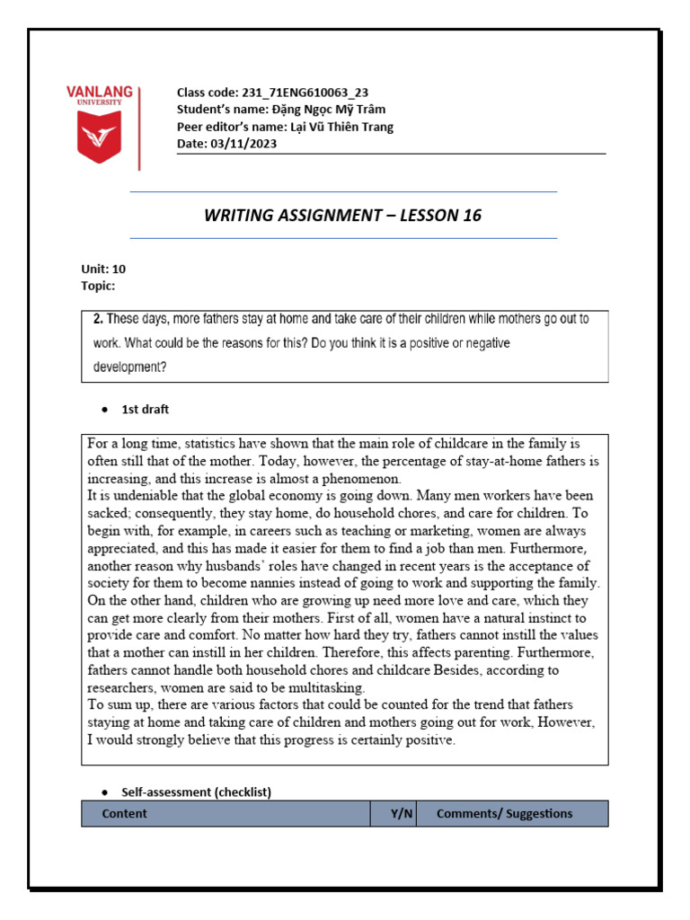 Template Writing Assignment | PDF | Essays | Child Care