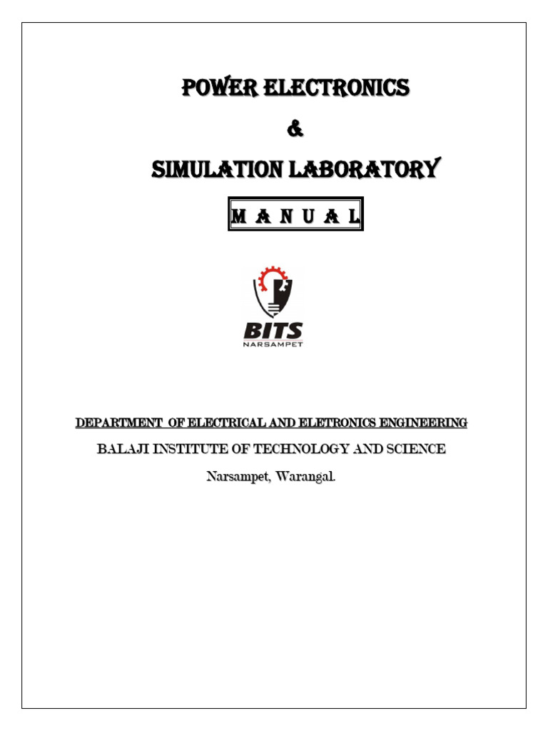Power Electronics Lab Manual 2021 | PDF | Power Inverter | Power ...