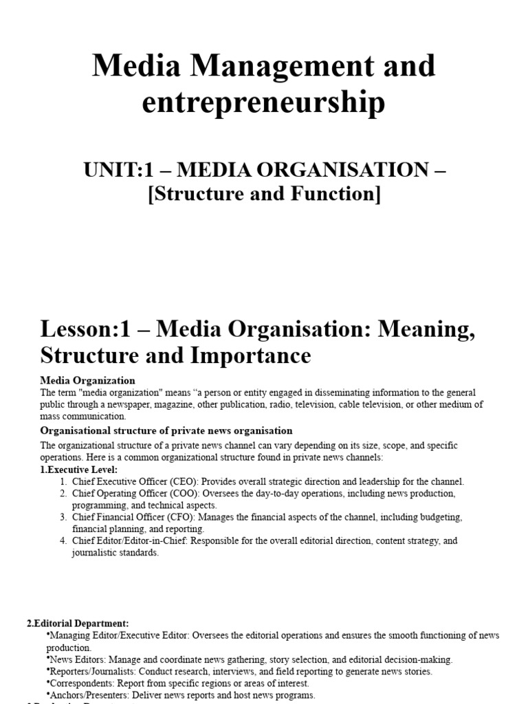 Unit1 Media Management-Gauri Gupta | PDF | Partnership | Mass Media