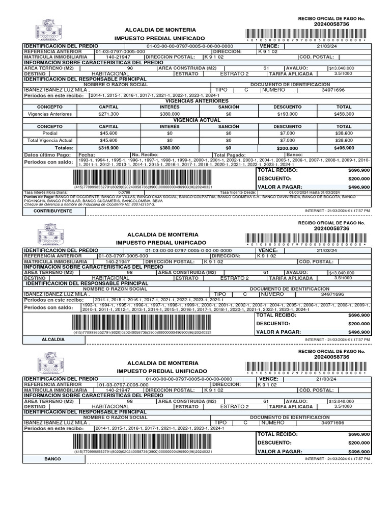 Documento (4) Facturas Predial | PDF | Inversores institucionales ...