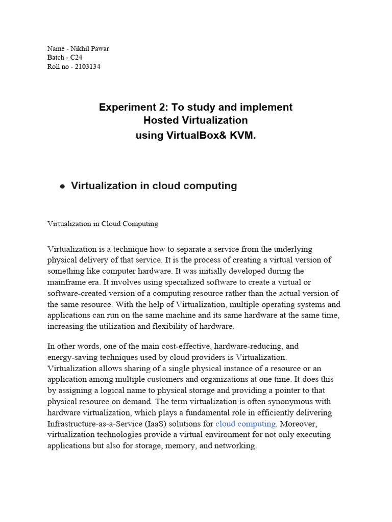 CCL Exp 2 | PDF | Virtualization | Cloud Computing CCL Exp 2 | PDF | Virtualization | Cloud Computing