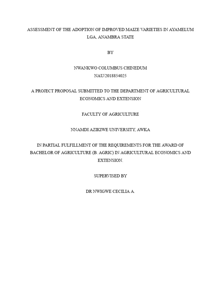 Assessment of Adoption of Improved Maize Varieties in Ayamelum LGA, Anambra State-NWANKWO ...