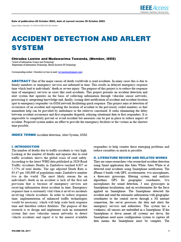 Accident Detection and Alert System | PDF | Smartphone | Computing
