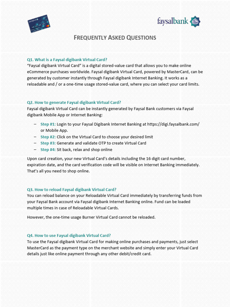 Virtual Cards FAQs | PDF | Debit Card | Credit Card
