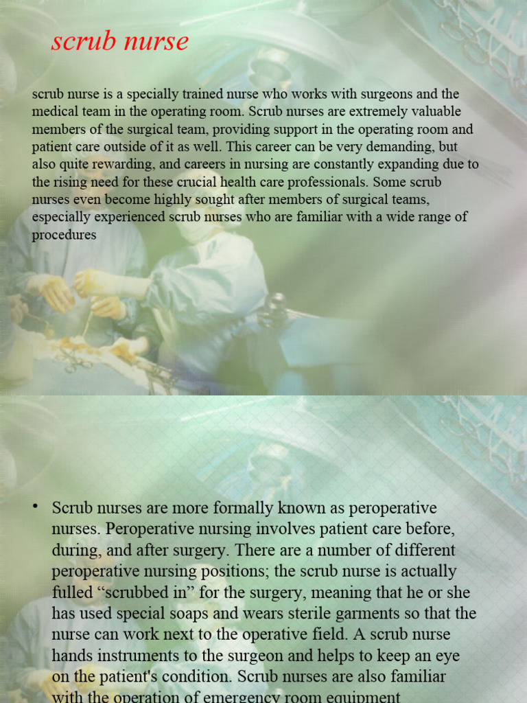 Scrub Nurse | PDF | Surgery | Operating Theater