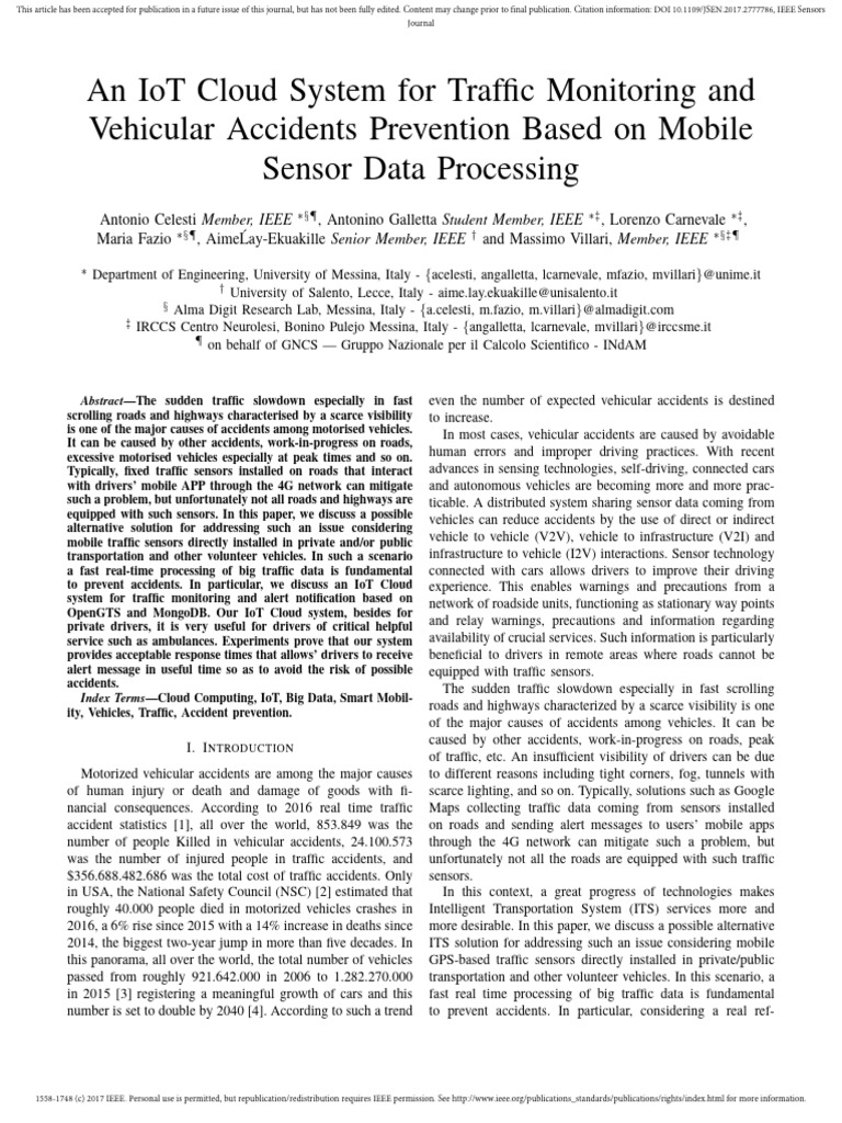 Jsen 2017 2777786 | PDF | Internet Of Things | Traffic