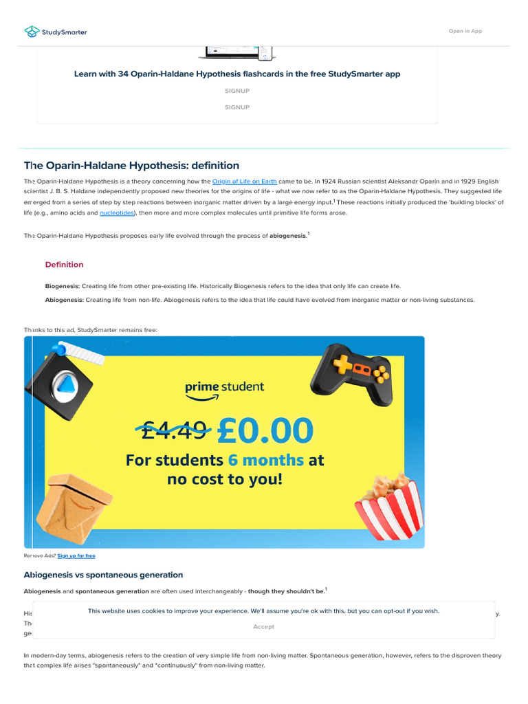 Oparin-Haldane Hypothesis - Origin of Life - Experiment & Steps ...