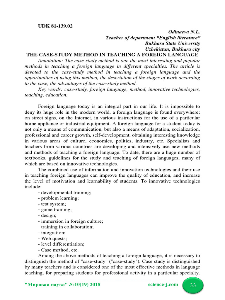 Case-Study Method in Language Teaching | PDF | Foreign Language ...