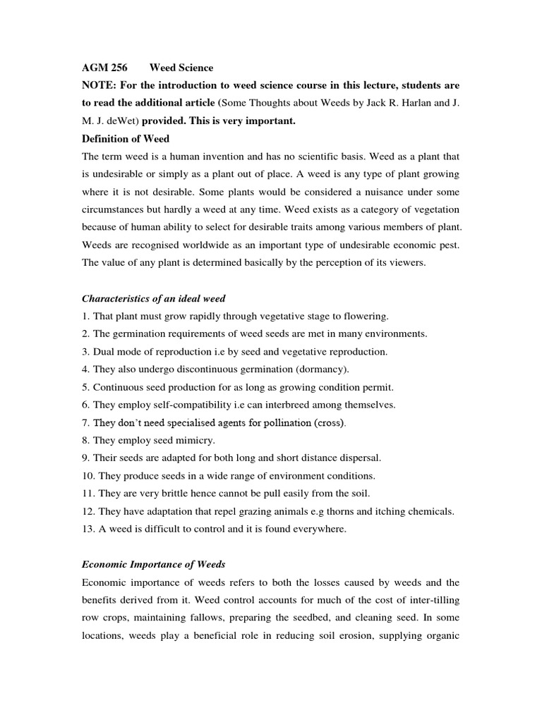 Compiled Notes WEED SCIENCE | PDF | Weed | Crop Rotation