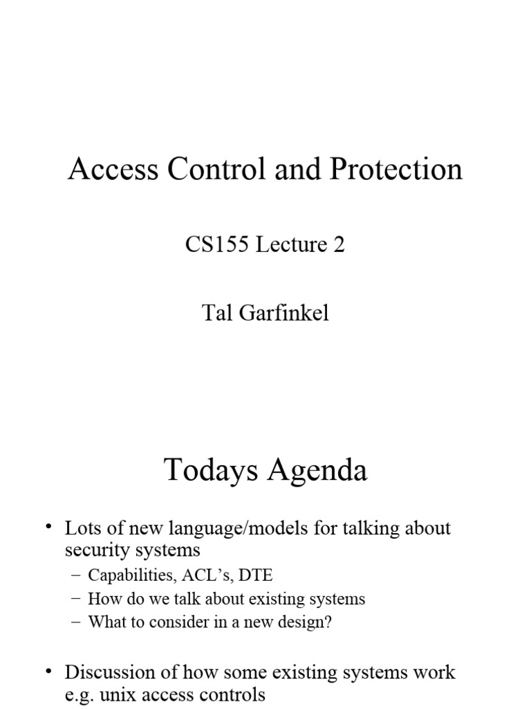 Cs155 Access Control | Download Free PDF | Superuser | Access Control