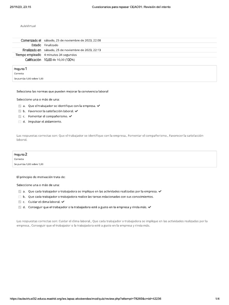 Cuestionario para Repasar Ceac Tema 1. 2ndo Intento | PDF