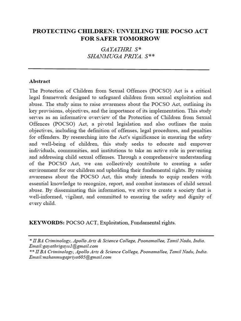 Understanding the POCSO Act for Child Safety | PDF