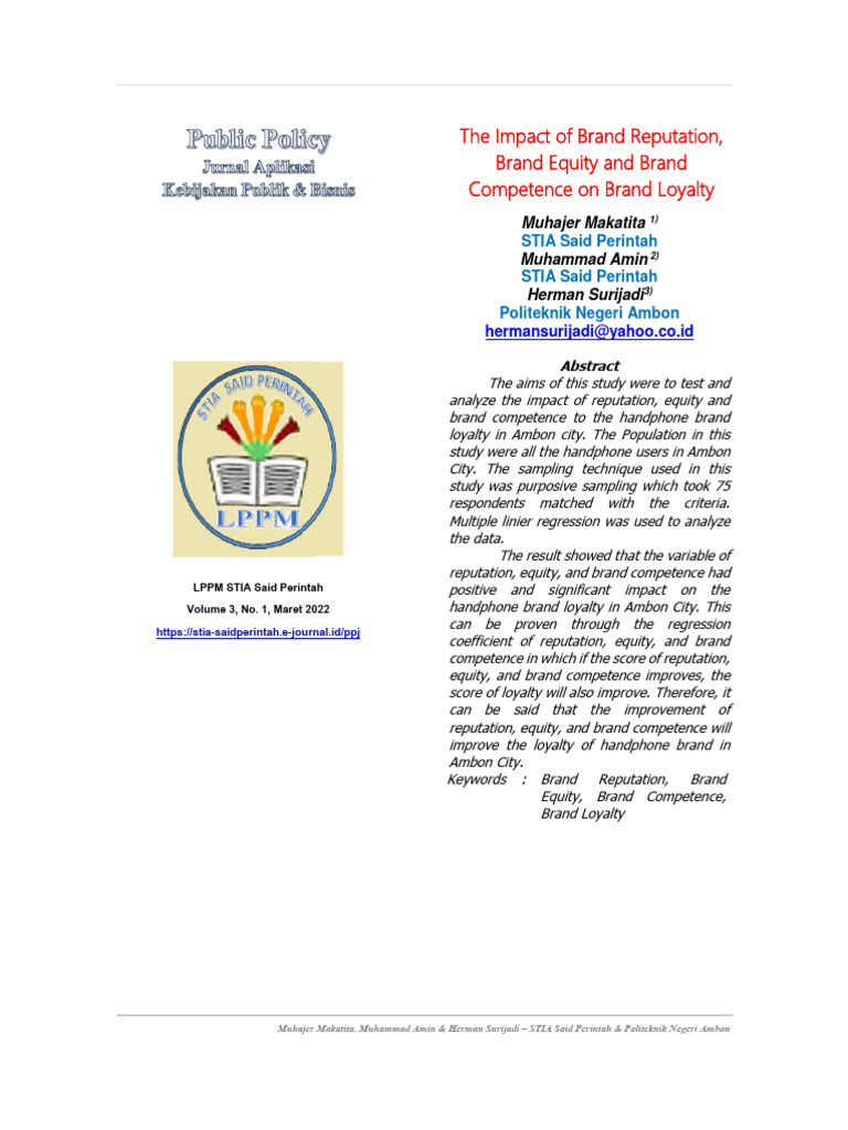 The Impact of Brand Reputation Brand Equity and Brand | PDF ...