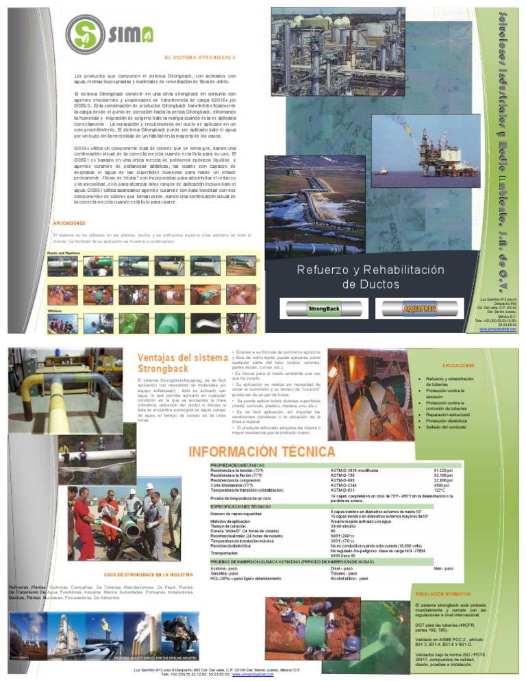 Strong Back System Folleto | PDF | Tubería (transporte de fluidos) | Epoxy