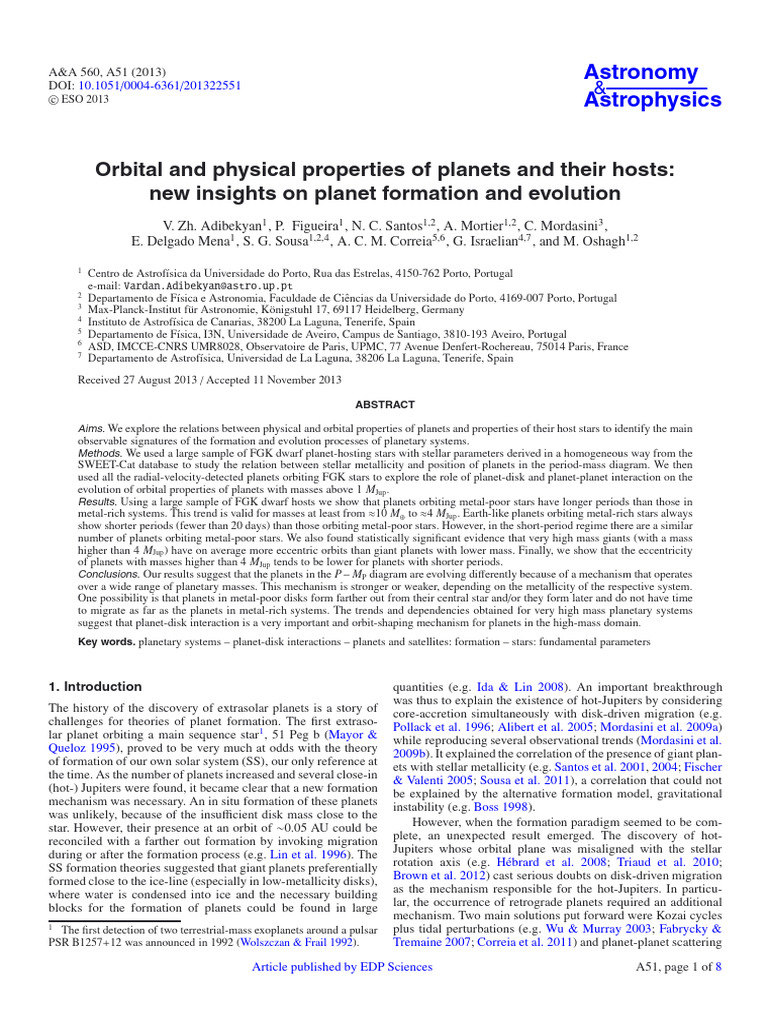 2013 Adibekyan - Orbital and Physical Properties of Planets and Their Hosts, New Insights On ...