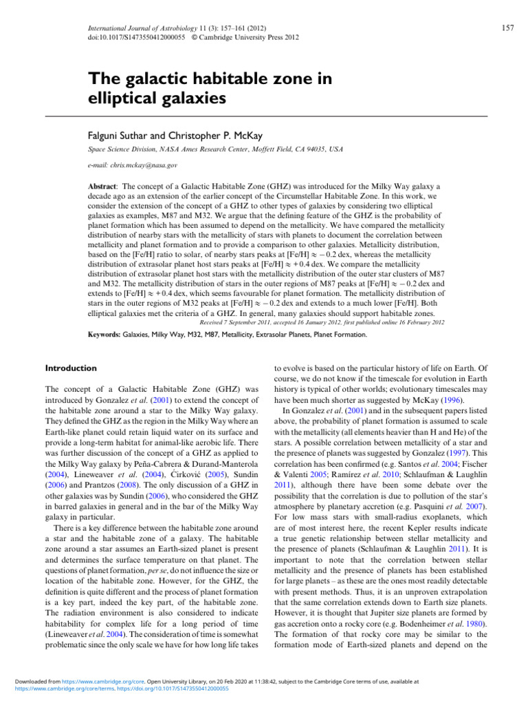 2012 Suthar - The Galactic Habitable Zone in Elliptical Galaxies | PDF ...