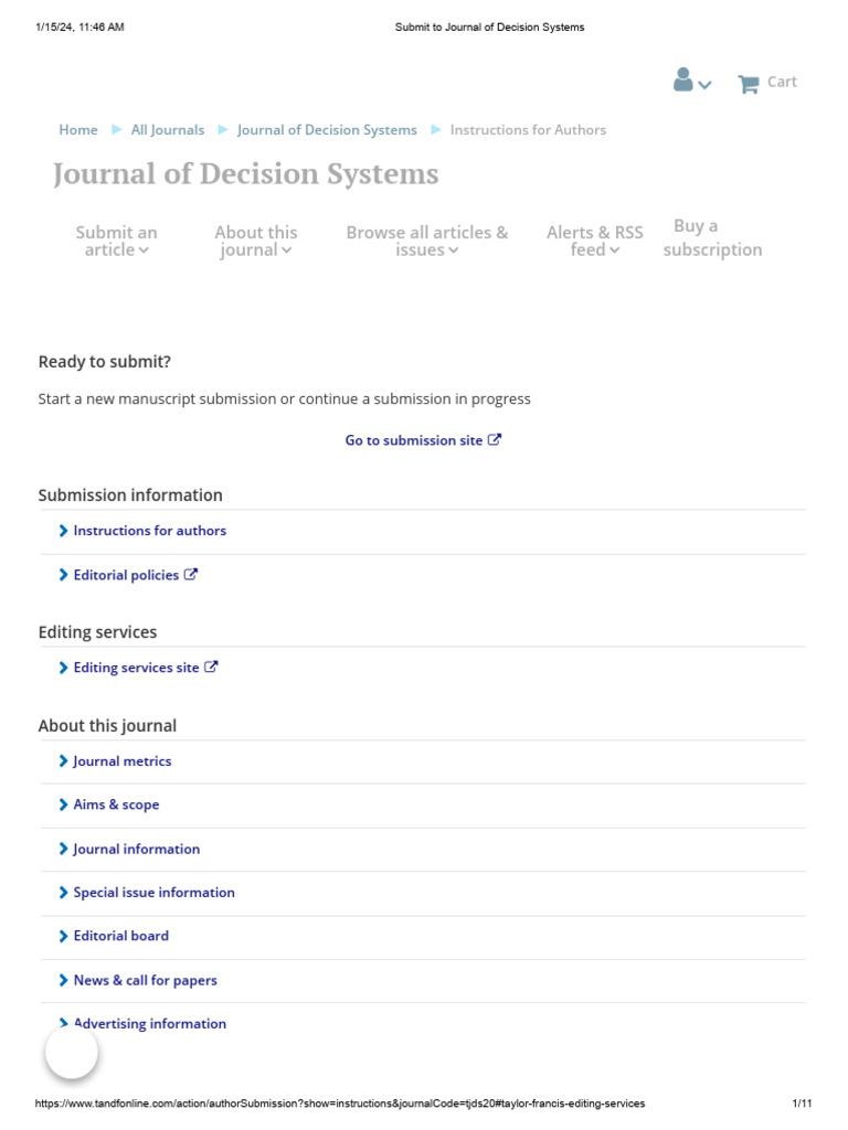 Submit To Journal of Decision Systems | PDF | Academic Journal | Open ...