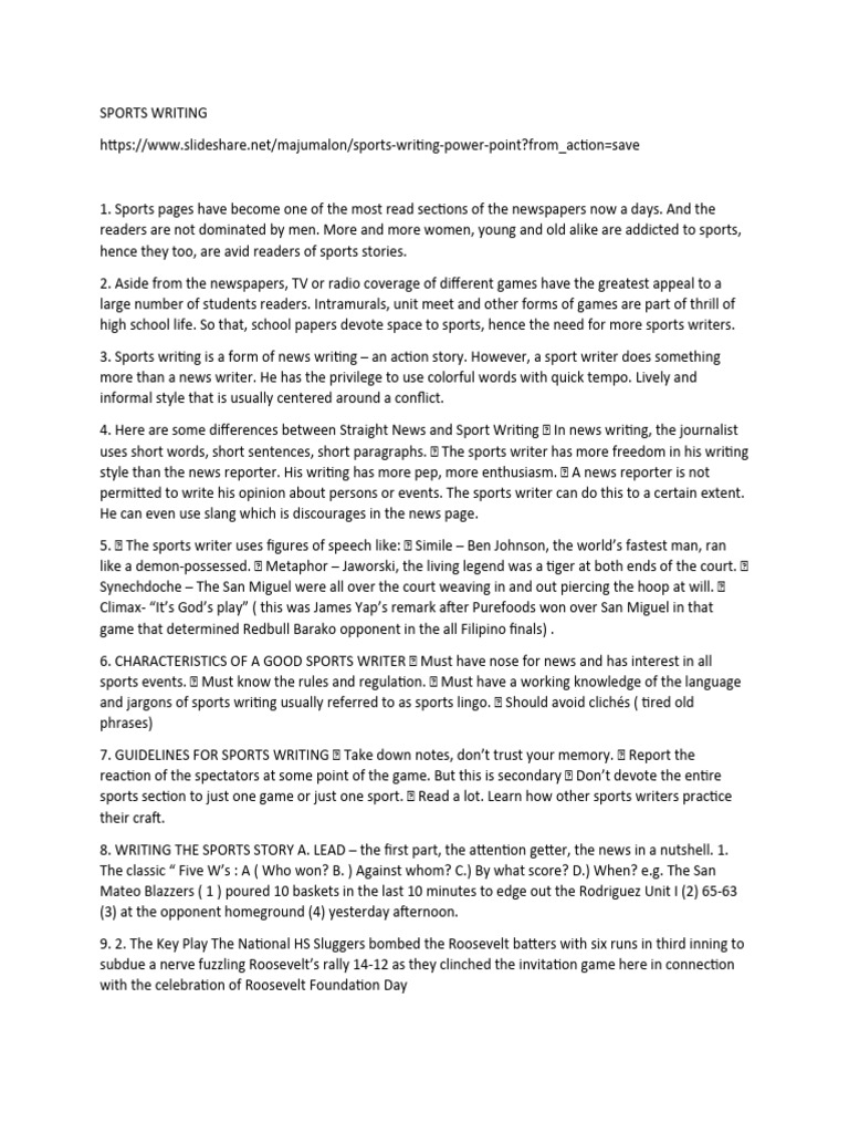 Sports Writing | PDF | Volleyball | Sports