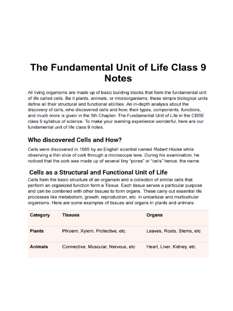 Notes On Cell Biology | PDF
