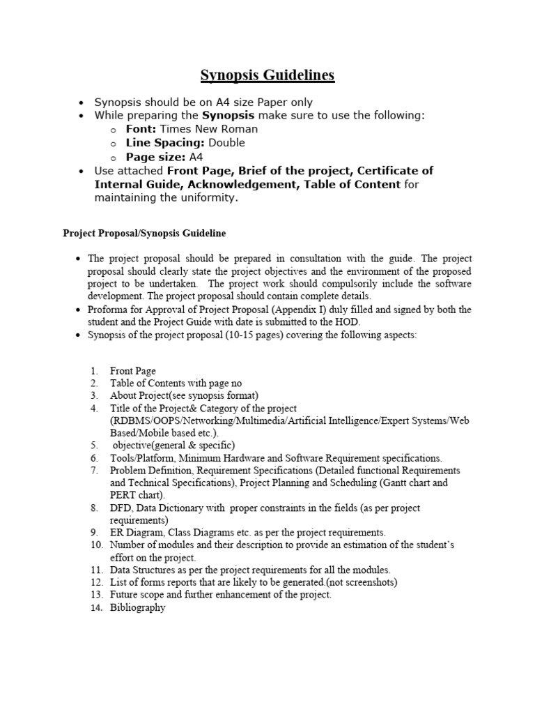 Synopsis Guideline | PDF