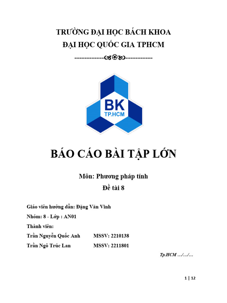 Phương Pháp Tính BTL | PDF