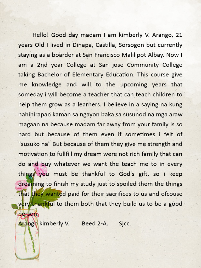 Kimberly Arango: Future Teacher's Journey | PDF