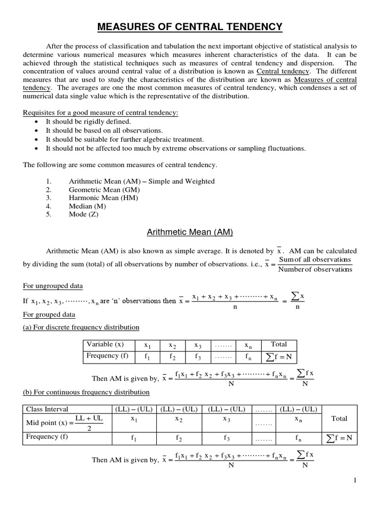 Measures of Central Tendency | PDF | Mode (Statistics) | Mean