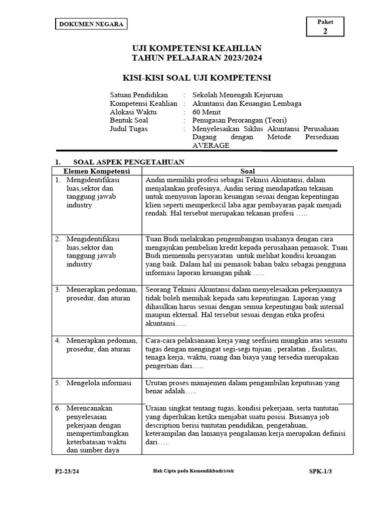 Kisi-Kisi Uji Kompetensi Akuntansi | PDF