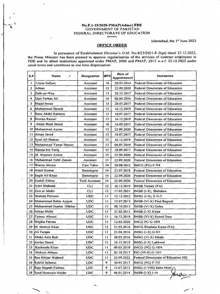 PM Package Regularization Order | Download Free PDF | Pakistan