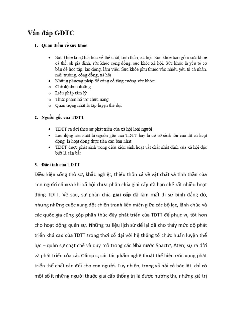 Vấn đáp GDTC | PDF