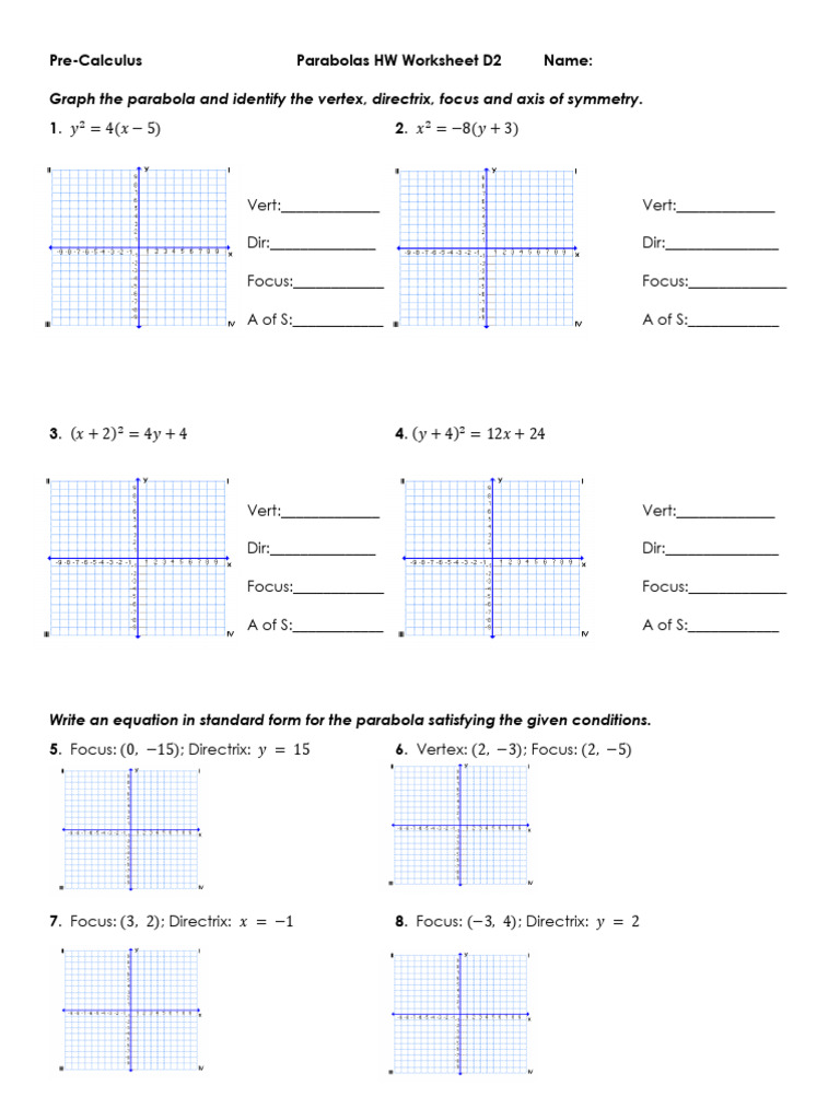 Parabolas WS D2 | PDF | Teaching Methods & Materials