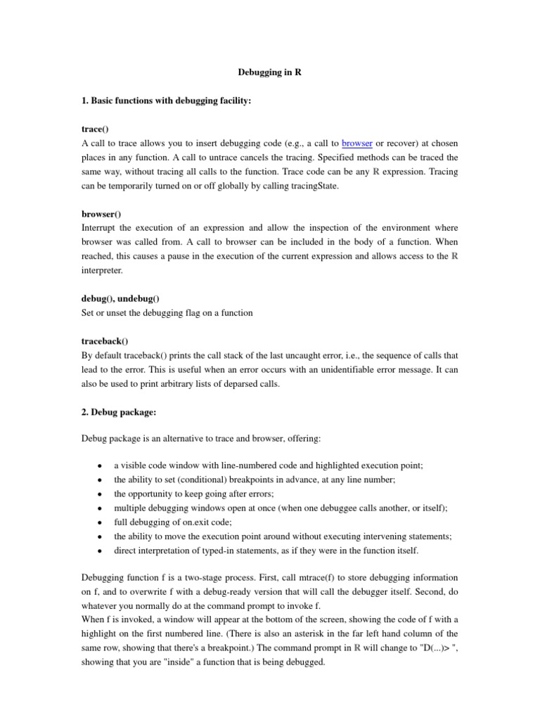 Debug R | PDF | Debugging | Control Flow