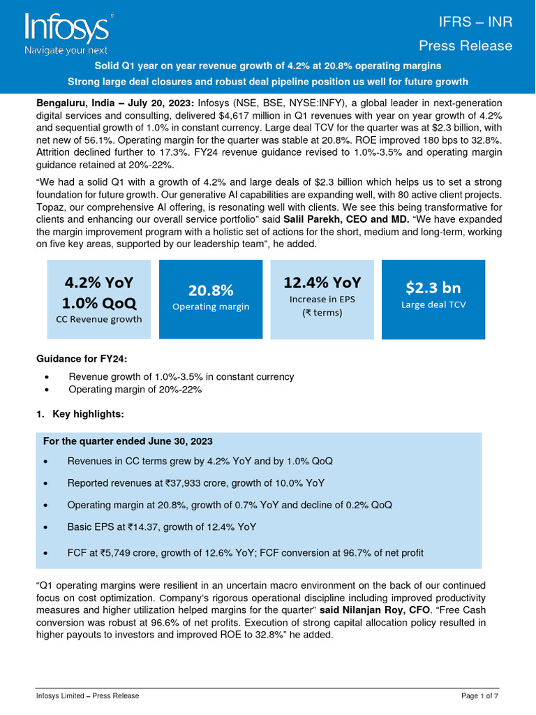 Ifrs Inr Press Release | PDF | Equity (Finance) | Balance Sheet